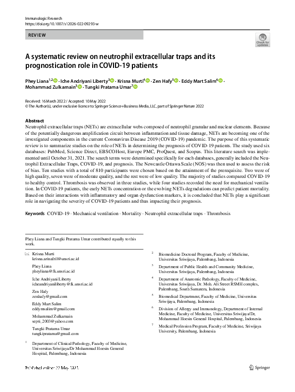 (PDF) A systematic review on neutrophil extracellular traps and its ...