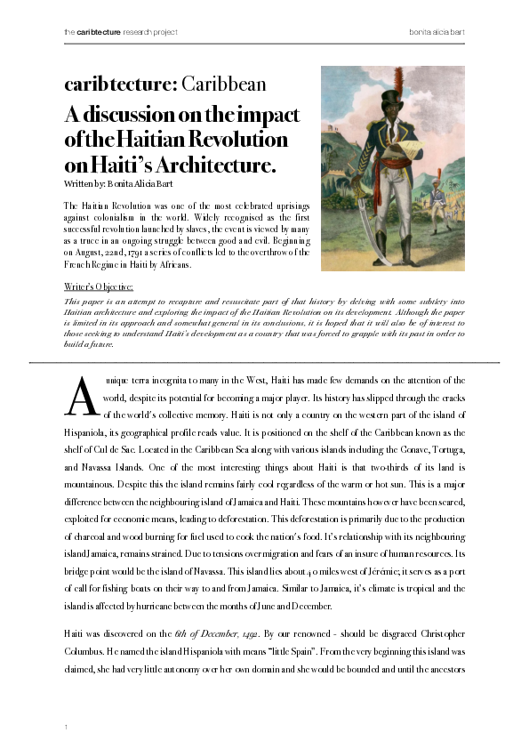 (PDF) A discussion on the impact of the Haitian Revolution on Haiti's ...