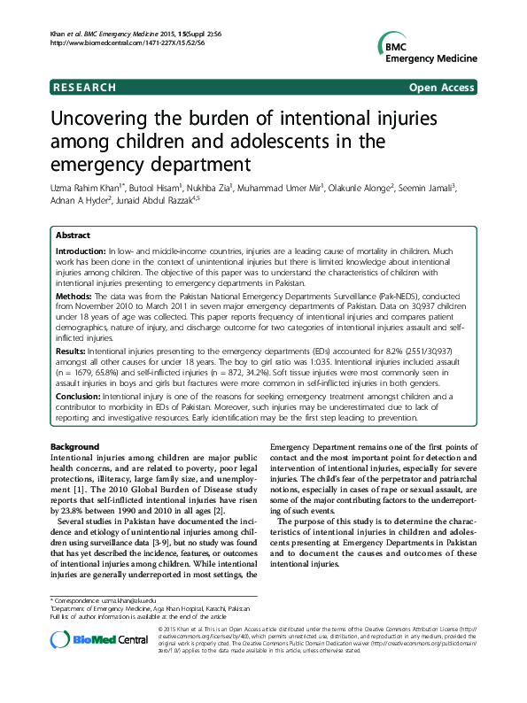 (PDF) Uncovering the burden of intentional injuries among children and ...
