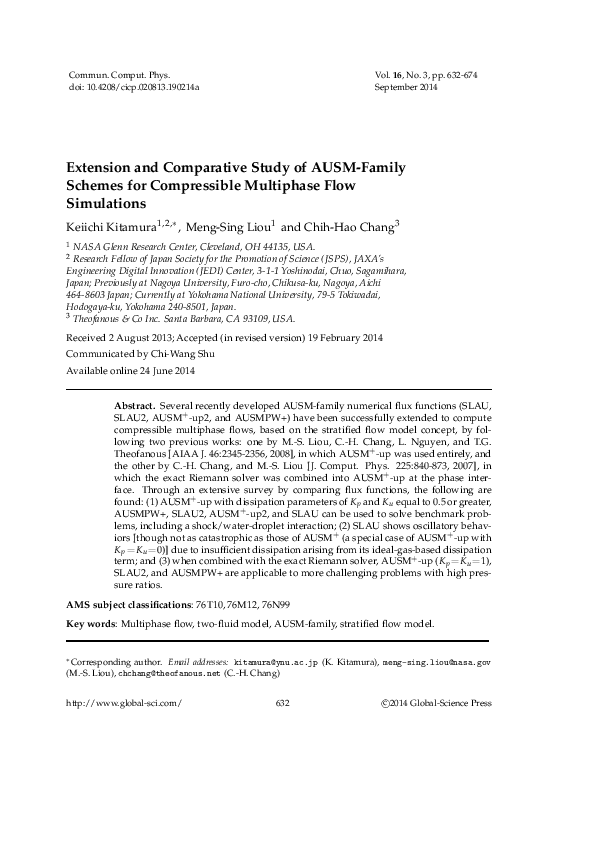(PDF) Extension and comparative study of AUSM-family schemes for compressible multiphase flow ...