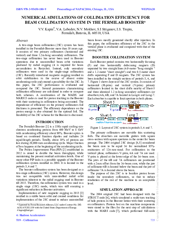 (PDF) Numerical Simulations of Collimation Efficiency for Beam Collimation System in the ...