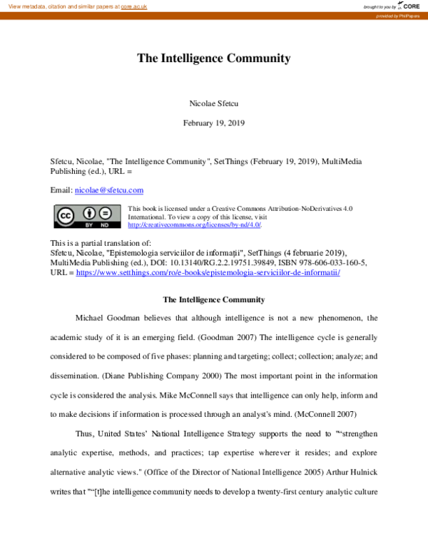 (PDF) The Intelligence Community