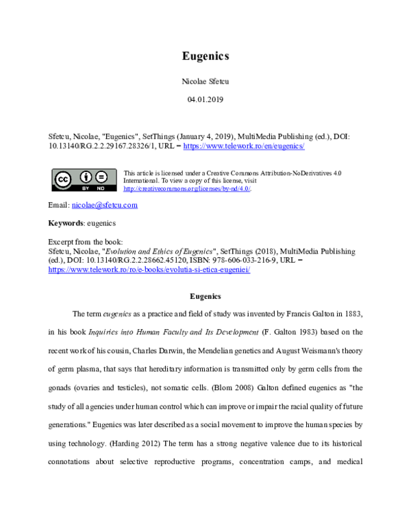 (PDF) Eugenics