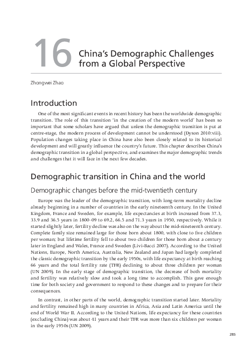 (PDF) China’s Demographic Challenges from a Global Perspective