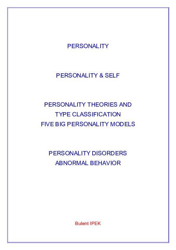 (PDF) Personality theories and type classification