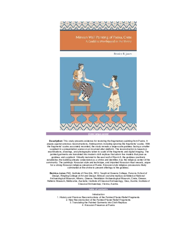 (PDF) Minoan Wall Painting of Pseira, Crete: A Goddess Worshipped in ...