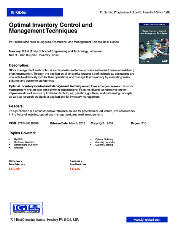 (PDF) Optimal Inventory Control and Management Techniques