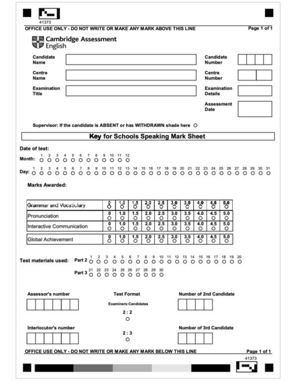 (PDF) KEY SPEAKING MARK SHEET