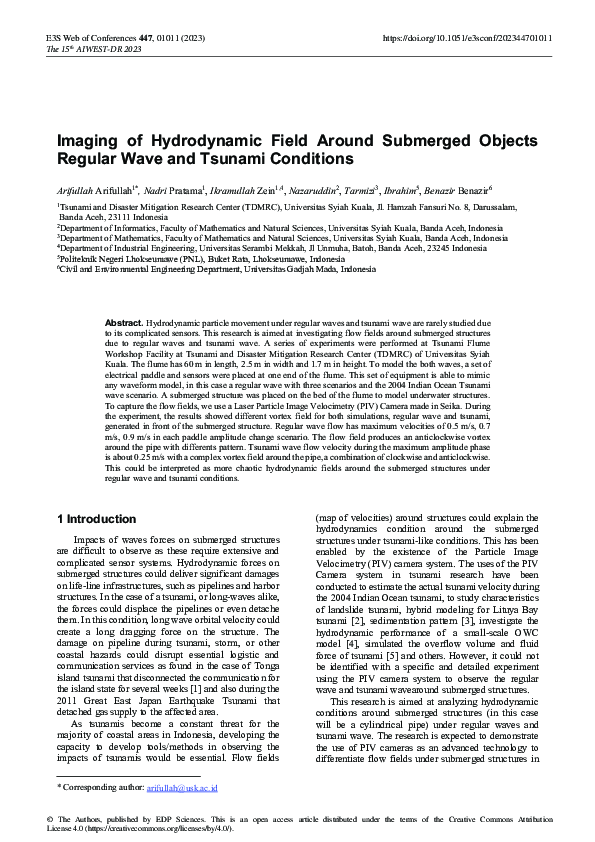 (PDF) Imaging of Hydrodynamic Field Around Submerged Objects Regular ...