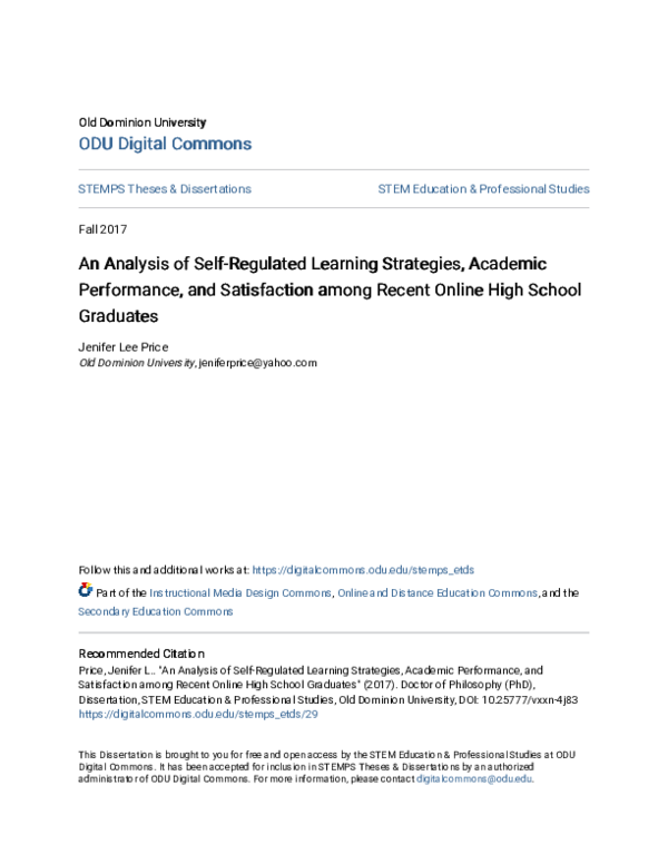 (PDF) An Analysis of Self-Regulated Learning Strategies, Academic ...