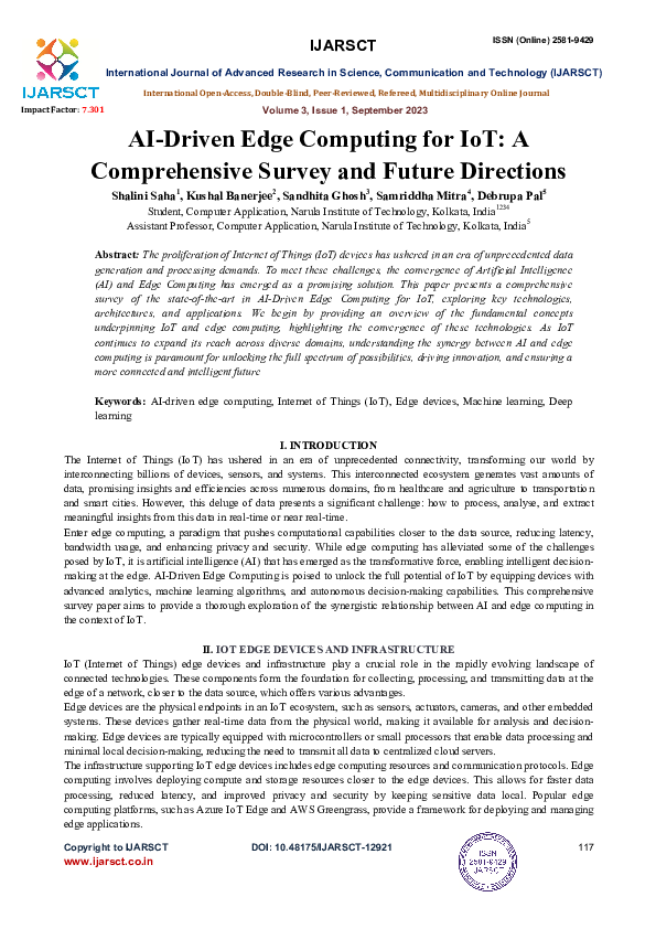 (PDF) AI-Driven Edge Computing for IoT: A Comprehensive Survey and Future Directions