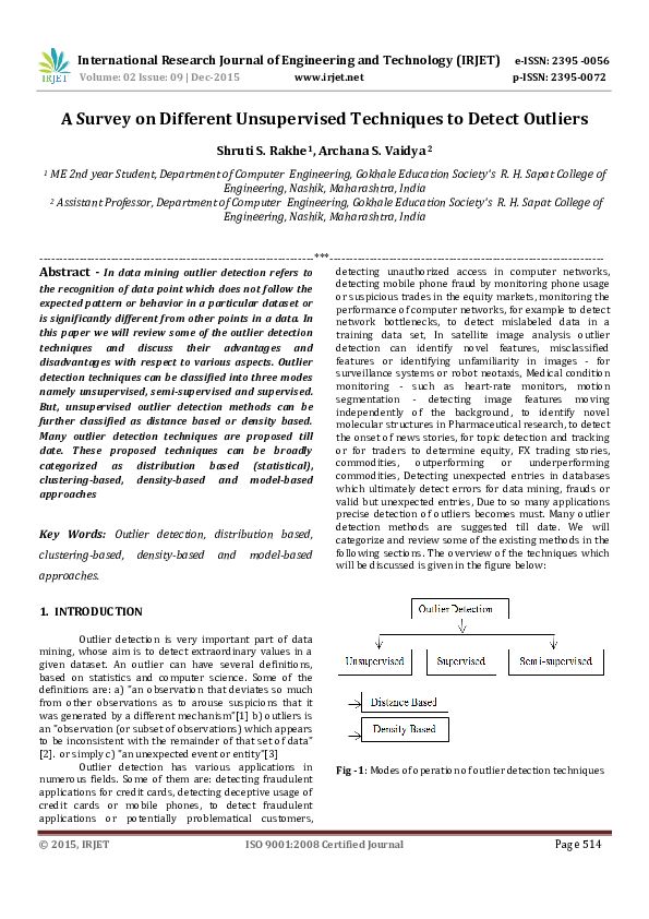 (PDF) A Survey on Different Unsupervised Techniques to Detect Outliers