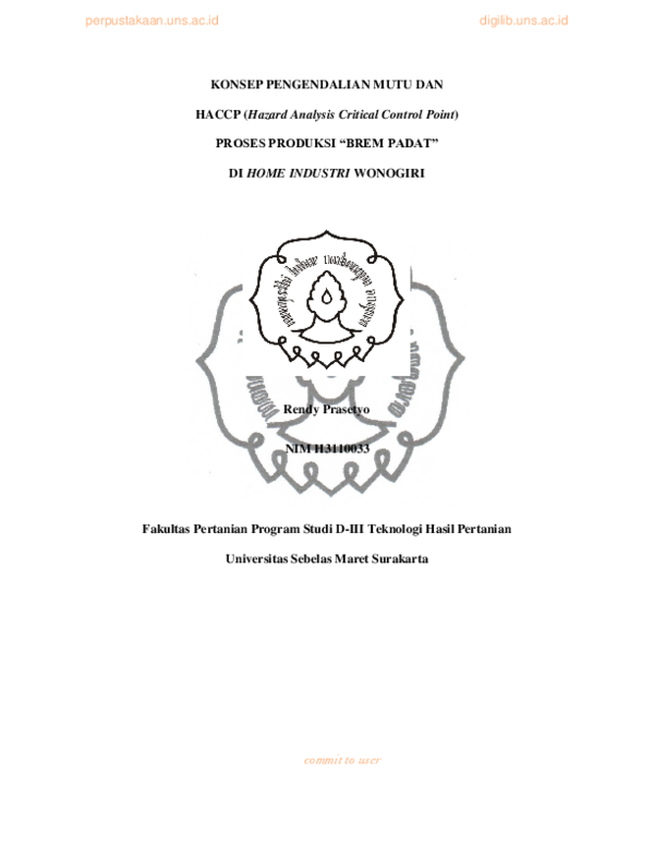 (PDF) KONSEP PENGENDALIAN MUTU DAN HACCP (Hazard Analysis Critical ...