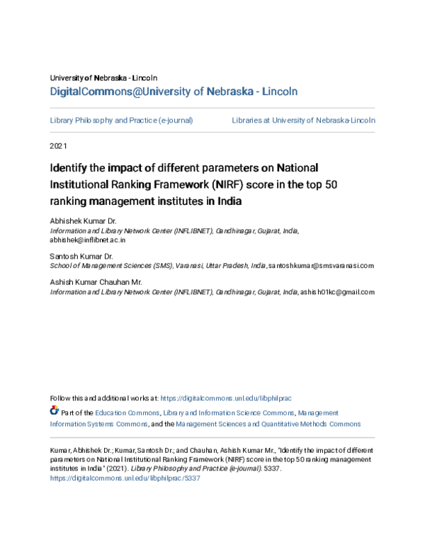 (PDF) Identify the impact of different parameters on National ...