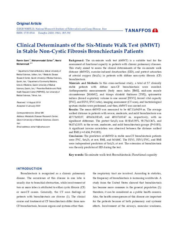 (PDF) Clinical Determinants of the Six-Minute Walk Test (6MWT) in ...