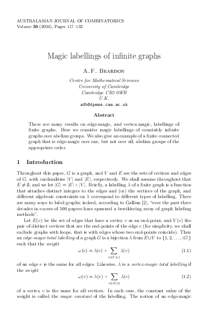 (PDF) Magic labellings of infinite graphs