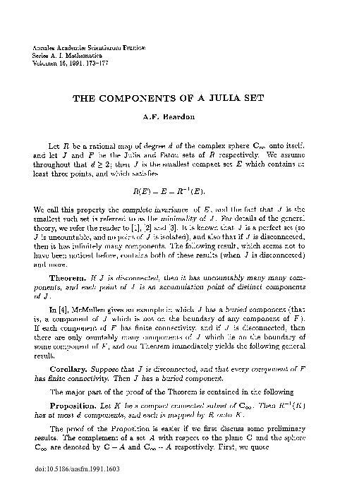 (PDF) The components of a Julia set