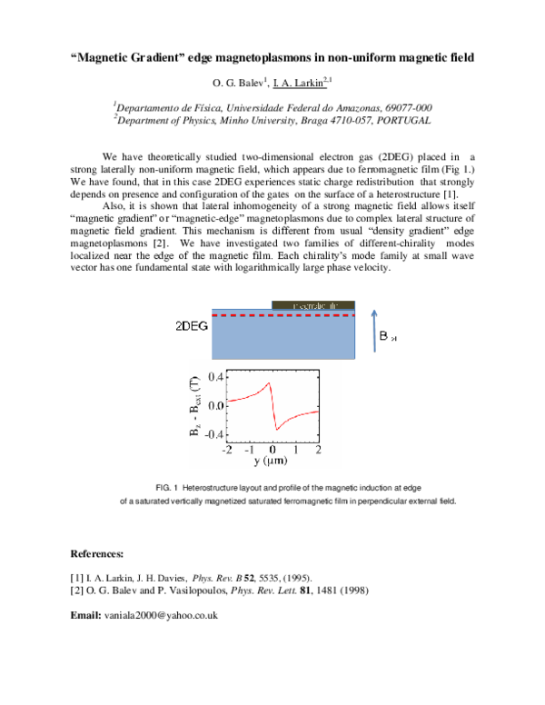 (PDF) Magnetic Gradient" edge magnetoplasmons in non-uniform magnetic field