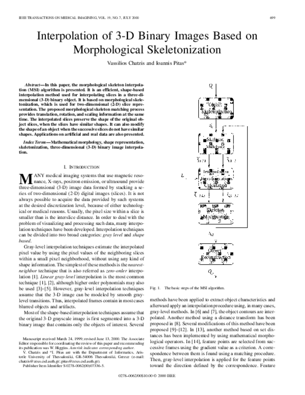 (PDF) Interpolation of 3-D binary images based on morphological skeletonization