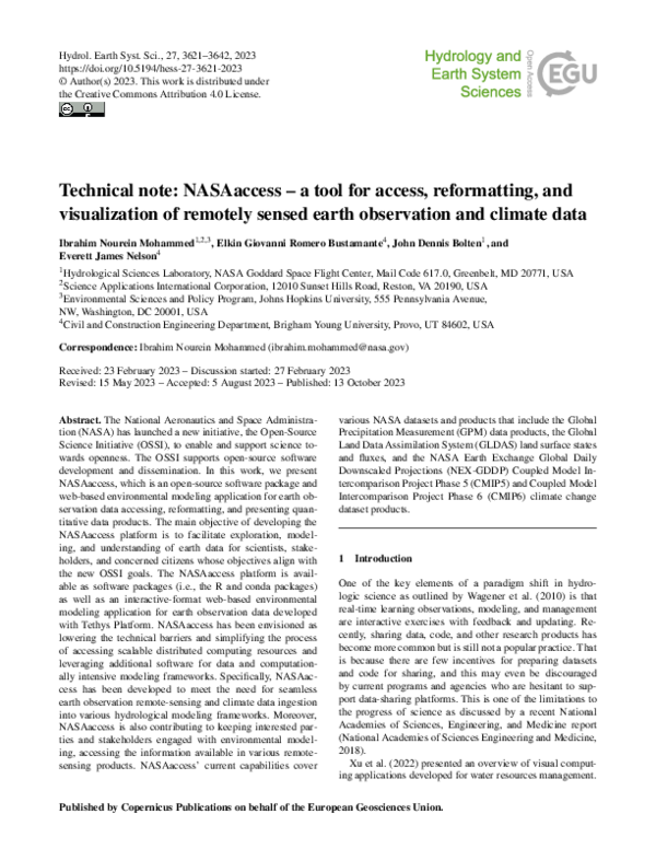 (PDF) Technical note: NASAaccess – a tool for access, reformatting, and ...