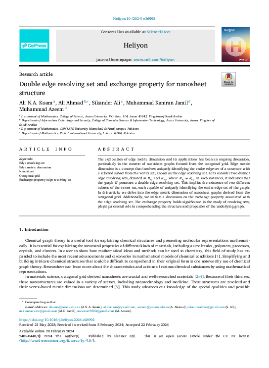 (PDF) Double edge resolving set and exchange property for nanosheet structure