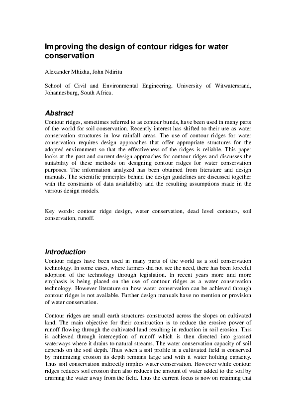 (PDF) Improving the design of contour ridges for water conservation