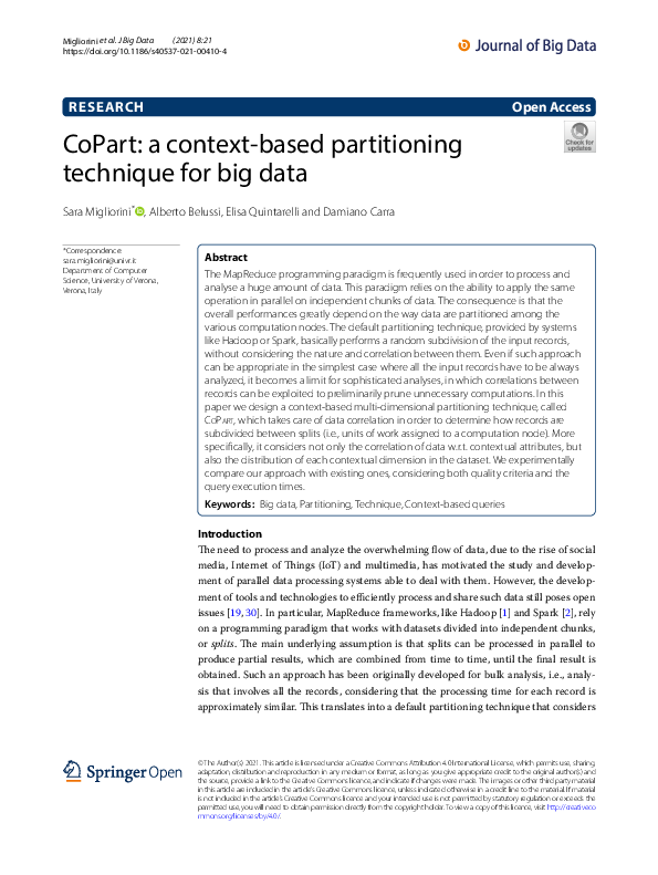 (PDF) CoPart: a context-based partitioning technique for big data