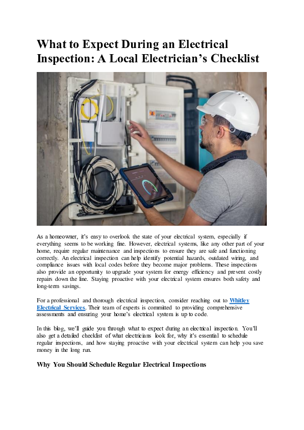 (PDF) What to Expect During an Electrical Inspection: A Local ...