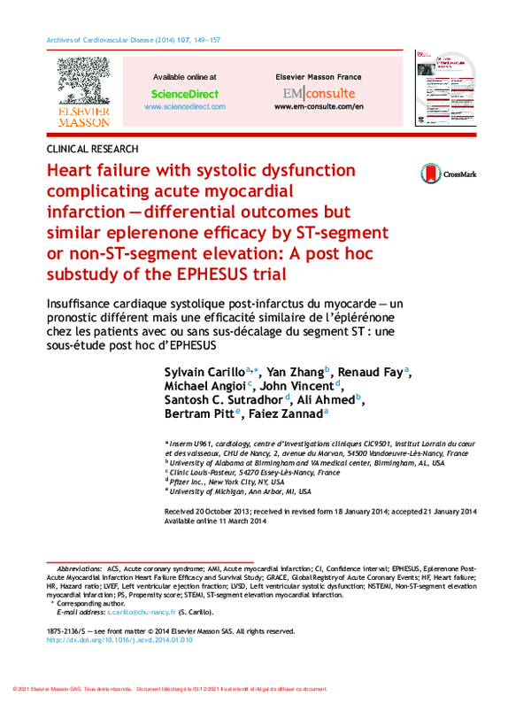(PDF) Heart failure with systolic dysfunction complicating acute ...
