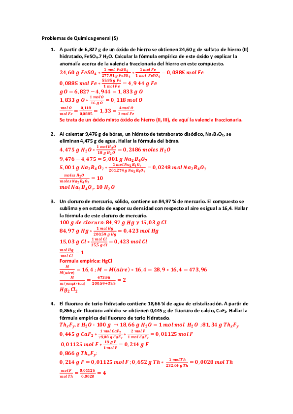 (PDF) Problemas química general. fórmulas empíricas y moleculares