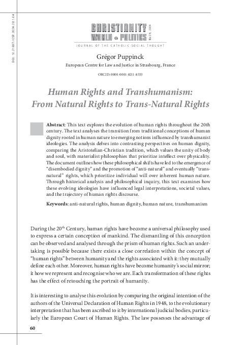 (PDF) Human Rights and Transhumanism: From Natural Rights to Trans ...