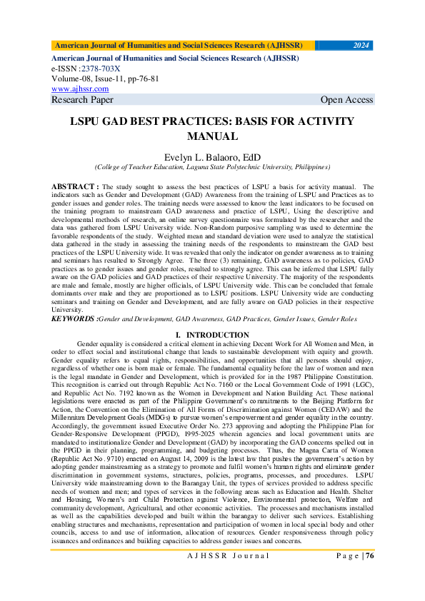 (PDF) LSPU GAD BEST PRACTICES: BASIS FOR ACTIVITY MANUAL