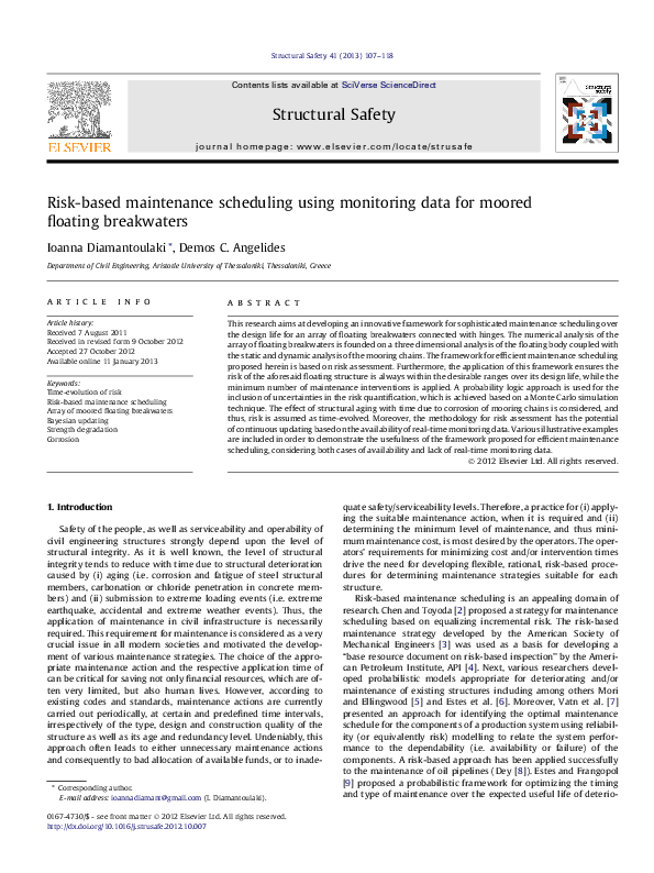 (PDF) Risk-based maintenance scheduling using monitoring data for moored floating breakwaters