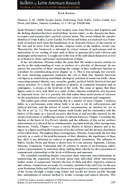 (PDF) Secular Saints: Performing Frida Kahlo, Carlos Gardel, Eva Perón ...