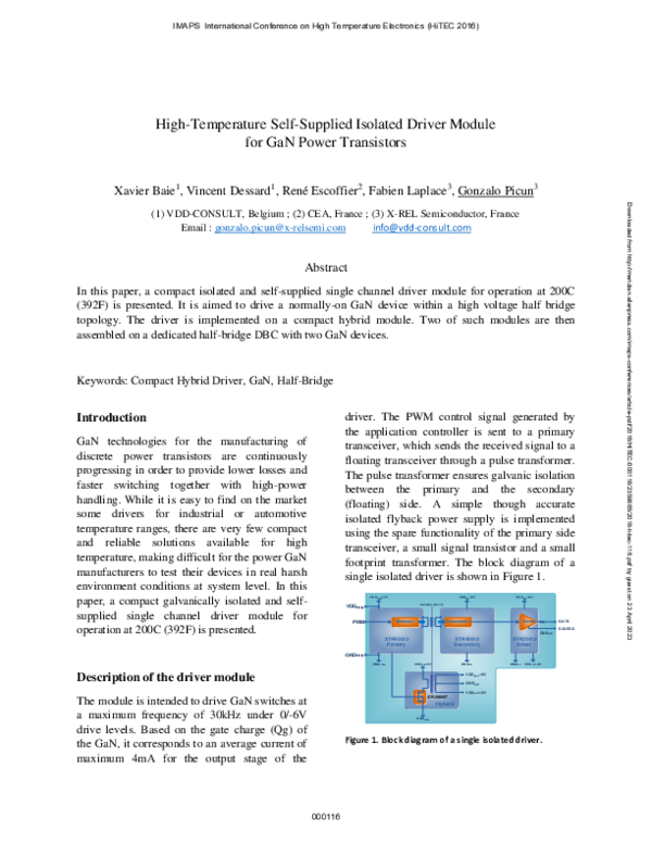 (PDF) High-Temperature Self-Supplied Isolated Driver Module for GaN ...