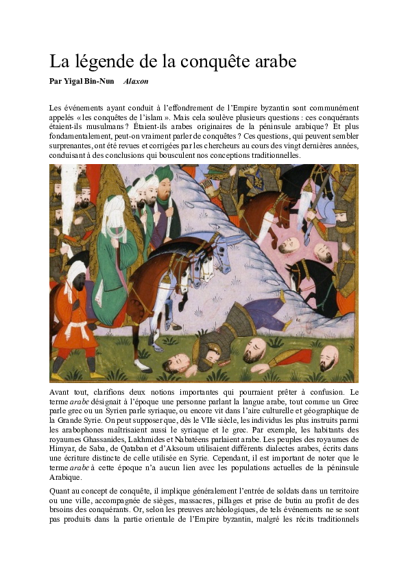 (PDF) La légende de la conquête arabe - Alaxon