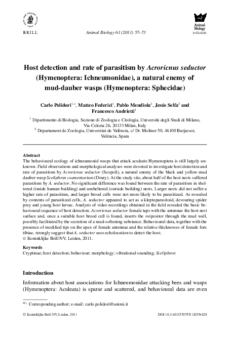 (PDF) Host detection and rate of parasitism by Acroricnus seductor ...