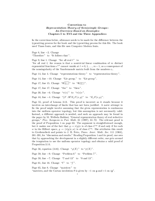 (PDF) REPRESENTATION THEORY OF SEMISIMPLE GROUPS: An Overview Based on ...