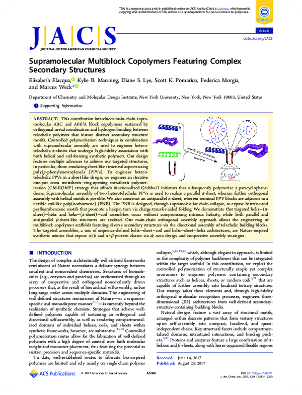 (PDF) Supramolecular Multiblock Copolymers Featuring Complex Secondary ...