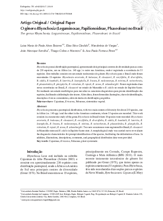 (PDF) O gênero Rhynchosia (Leguminosae, Papilionoideae, Phaseoleae) no ...