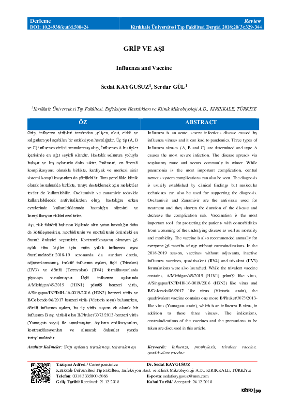 (PDF) Influenza and Vaccine