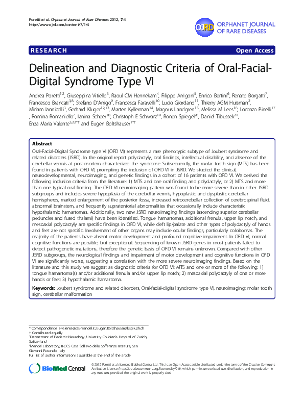 (PDF) Delineation and Diagnostic Criteria of Oral-Facial-Digital ...