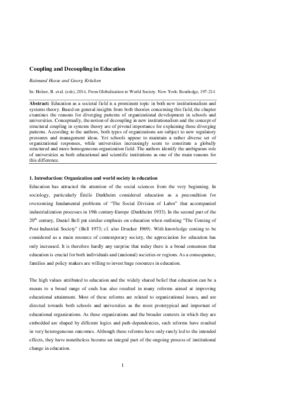 (PDF) Coupling and Decoupling in Education