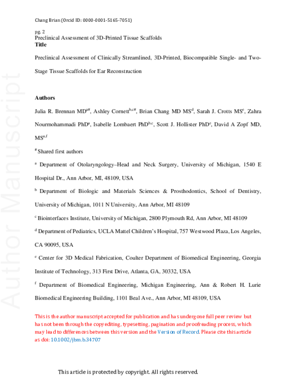 (PDF) Preclinical assessment of clinically streamlined, 3D‐printed ...