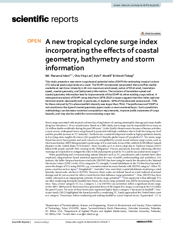 (PDF) A new tropical cyclone surge index incorporating the effects of ...