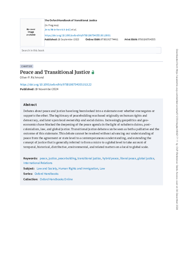 (PDF) Peace and Transitional Justice