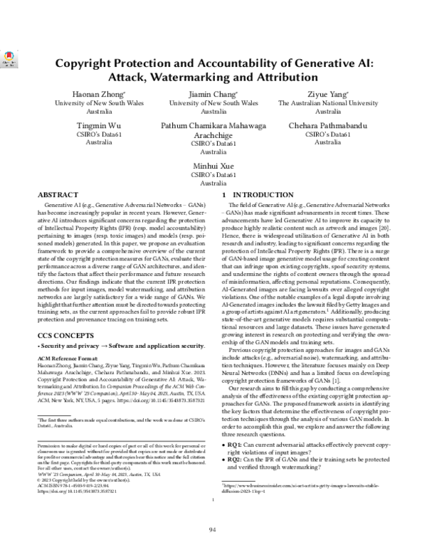 (PDF) Copyright Protection and Accountability of Generative AI: Attack ...