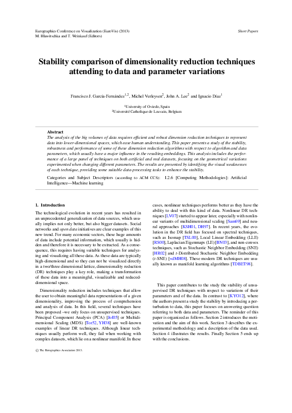 (PDF) Stability Comparison of Dimensionality Reduction Techniques Attending to Data and ...