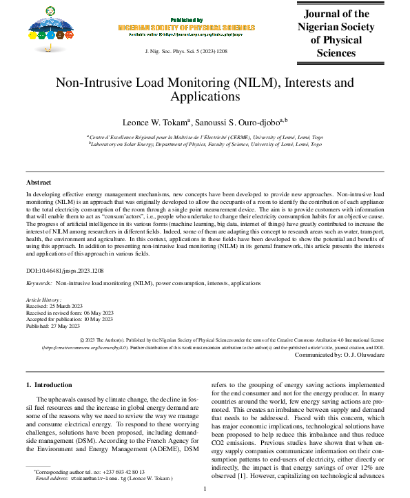 (PDF) Non-Intrusive Load Monitoring (NILM), Interests and Applications