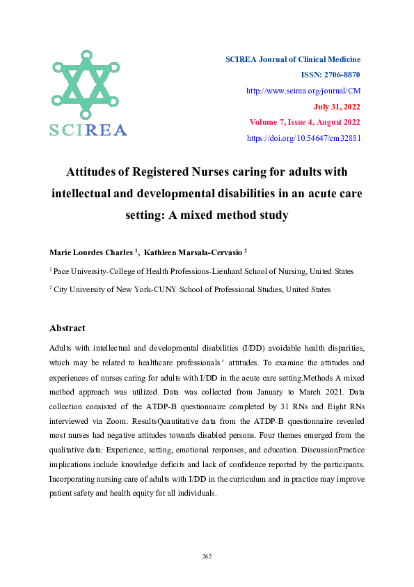 (PDF) Attitudes of Registered Nurses caring for adults with ...